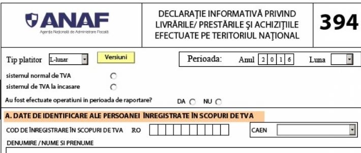 Intocmire declaratii D394 - D394